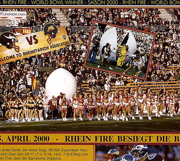 Rhein Fire Ei im Stadion | Großplastiken